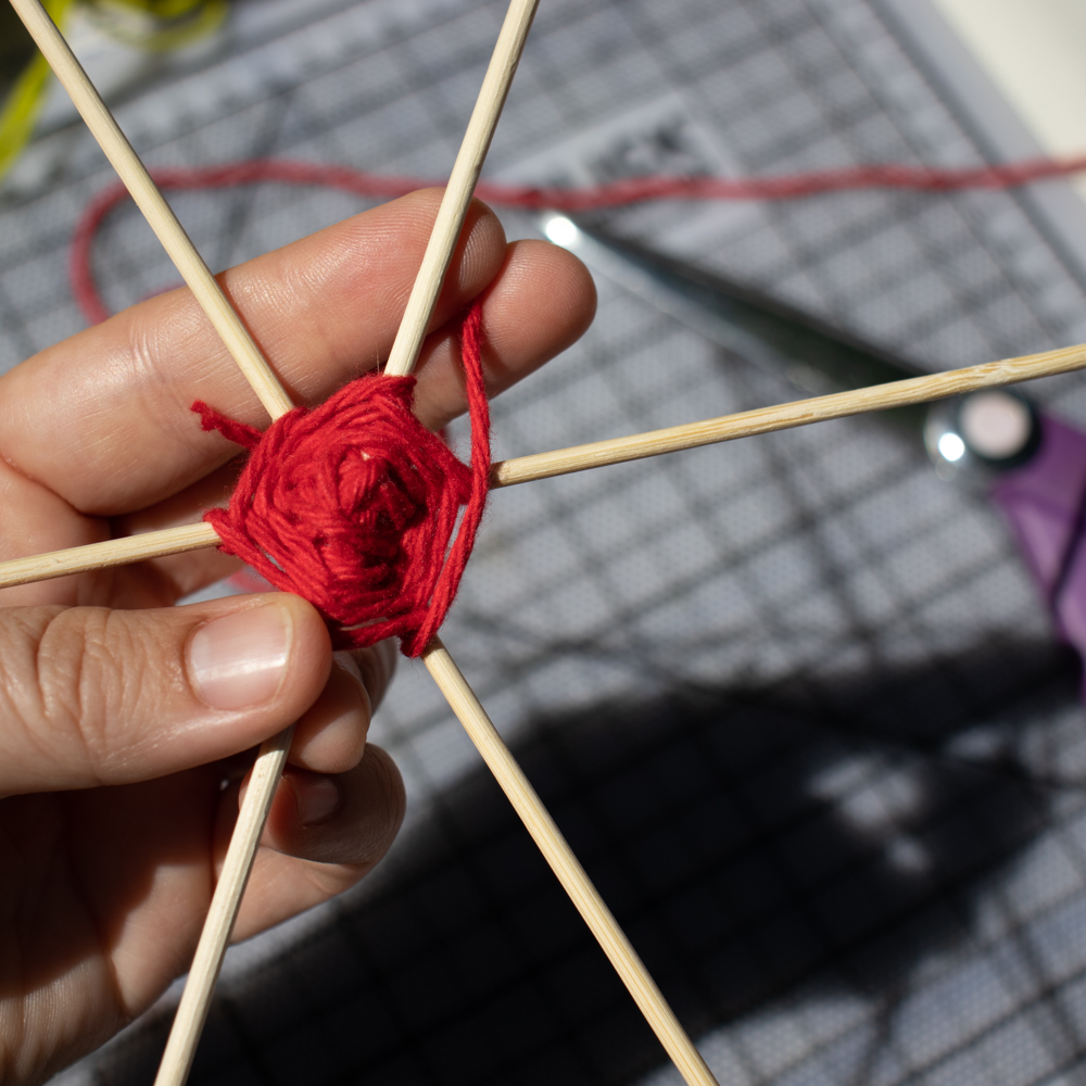 Summer Camp Craft: Ojo de Dios from Stash Yarn and Bamboo Skewers