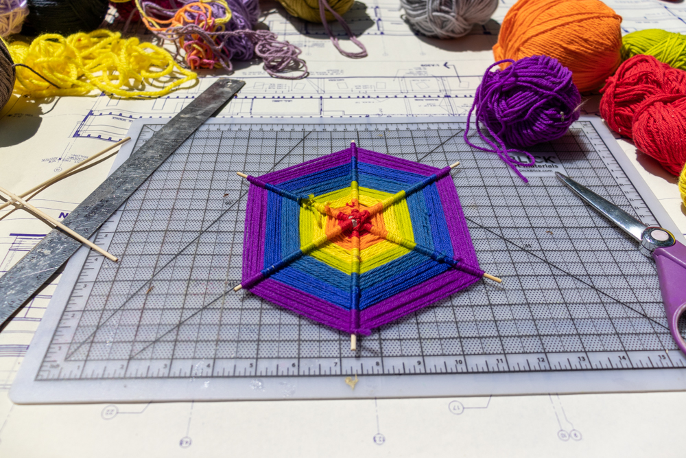 Summer Camp Craft: Ojo de Dios from Stash Yarn and Bamboo Skewers