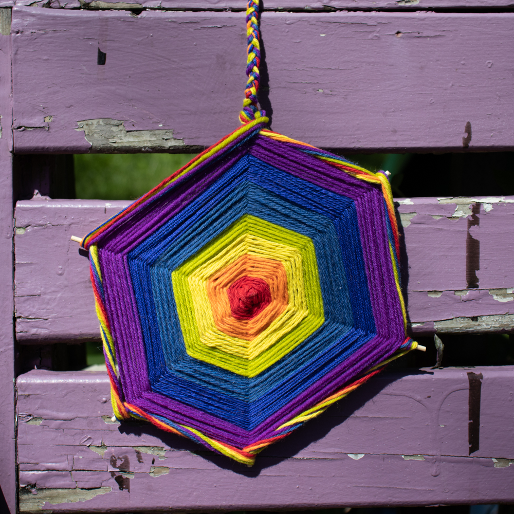 Summer Camp Craft: Ojo de Dios from Stash Yarn and Bamboo Skewers