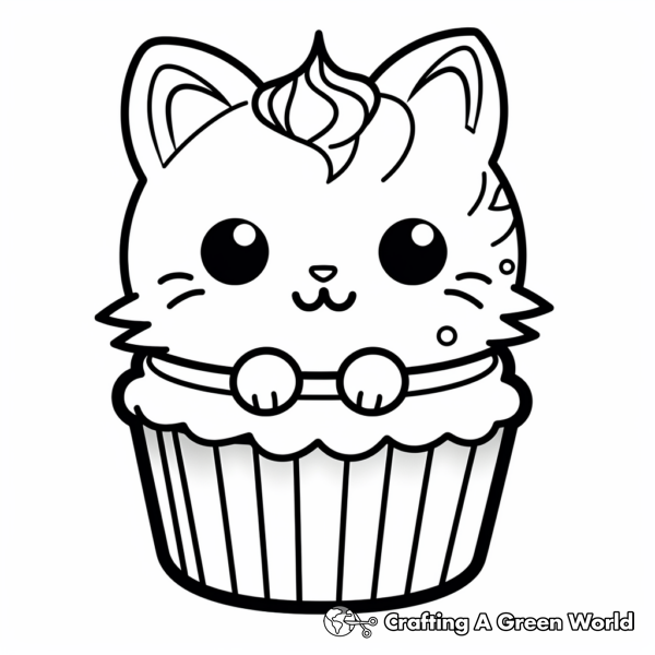 Cat Cupcake Coloring Pages - Free & Printable!