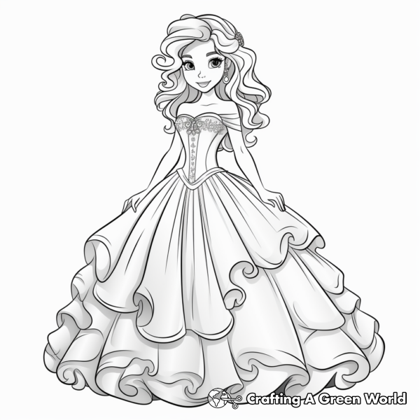 Ball Gown Dress Coloring Pages - Free & Printable!