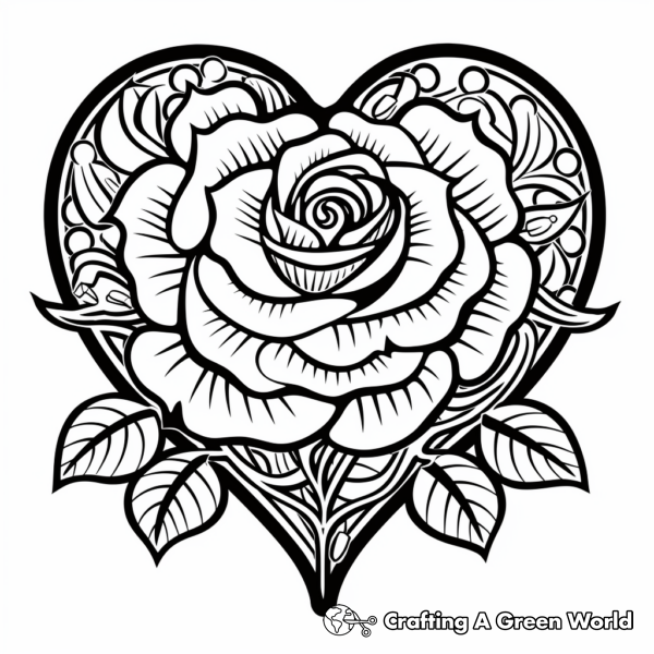 Rose Heart Coloring Pages - Free & Printable!