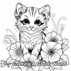 Cat And Flower Coloring Pages - Free & Printable!