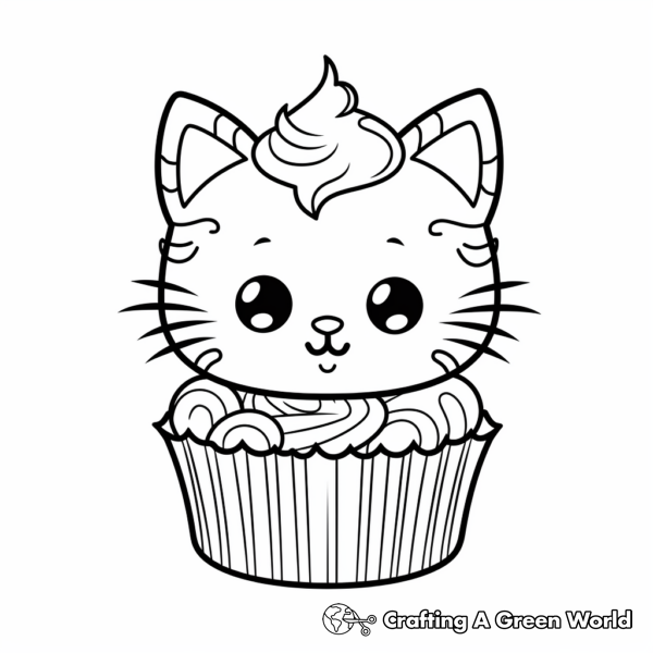 Cat Cupcake Coloring Pages - Free & Printable!