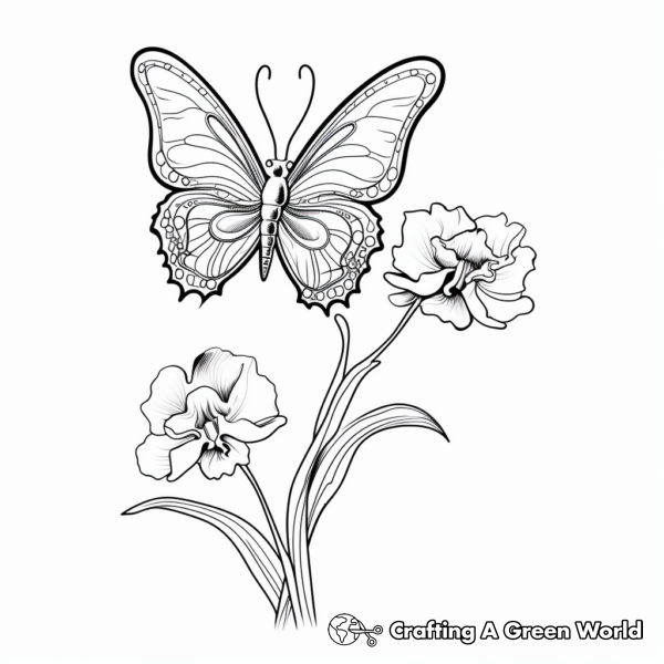 Half Butterfly Half Flower Coloring Pages - Free & Printable!