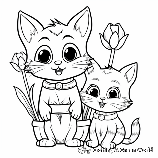 Cat And Flower Coloring Pages - Free & Printable!