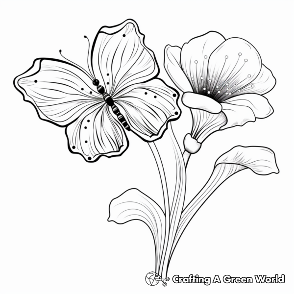 Half Butterfly Half Flower Coloring Pages - Free & Printable!