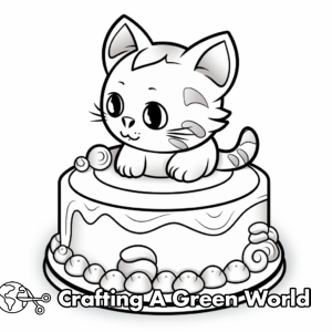 Cat Cake Coloring Pages - Free & Printable!
