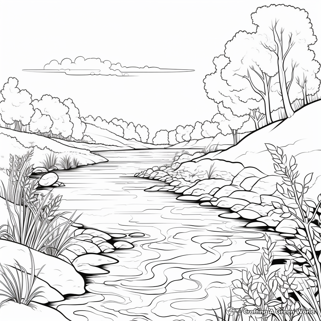 River Scene Coloring Page River Scene Coloring Page