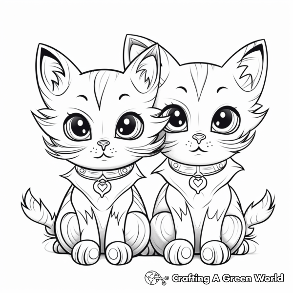 Two Cats Coloring Pages - Free & Printable!