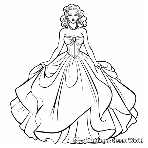 Ball Gown Dress Coloring Pages - Free & Printable!