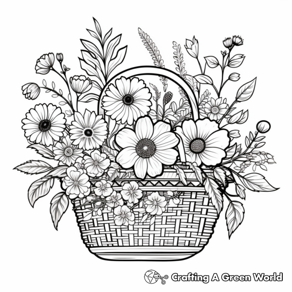 Flower Basket Coloring Pages - Free & Printable!