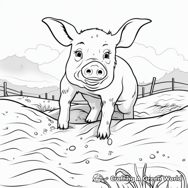 Pig In Mud Coloring Pages - Free & Printable!