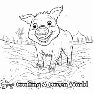 Pig In Mud Coloring Pages - Free & Printable!