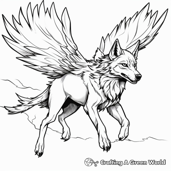 Flying Winged Wolf Coloring Pages - Free & Printable!