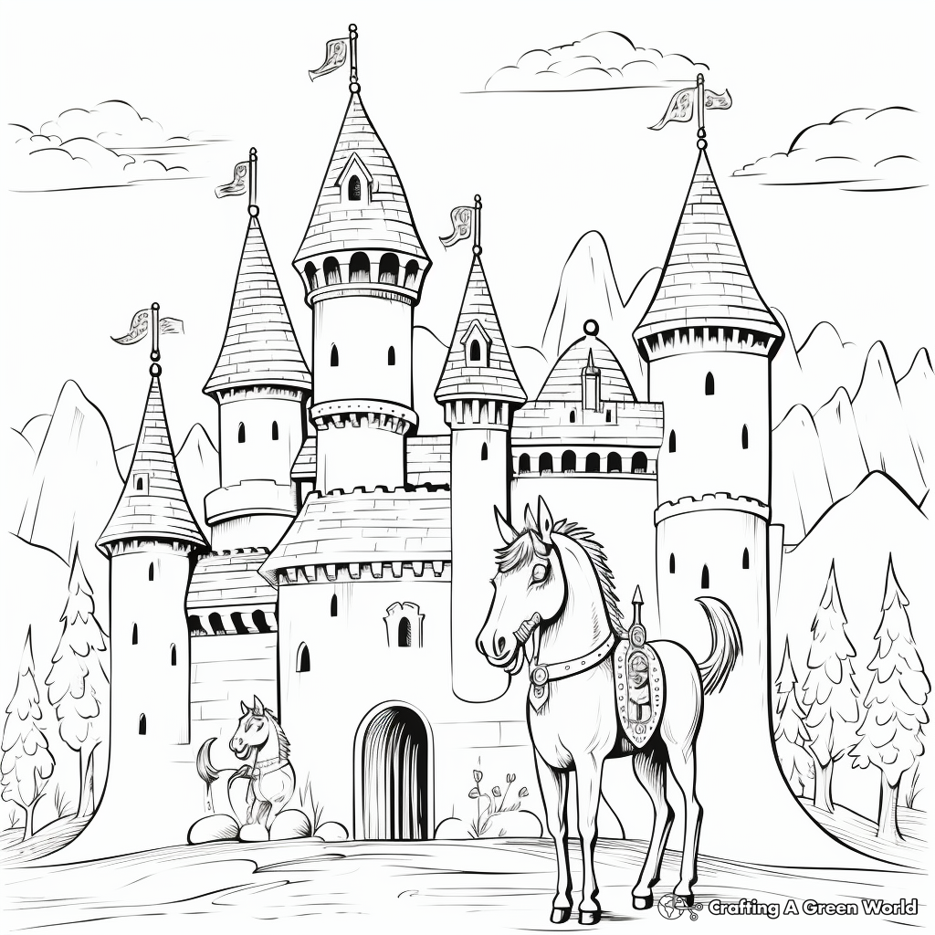 Unicorn Castle Coloring Pages - Free & Printable!