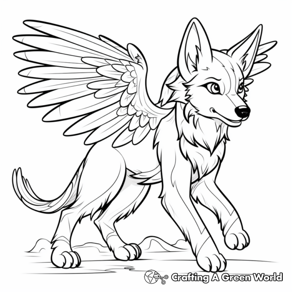 Flying Winged Wolf Coloring Pages - Free & Printable!