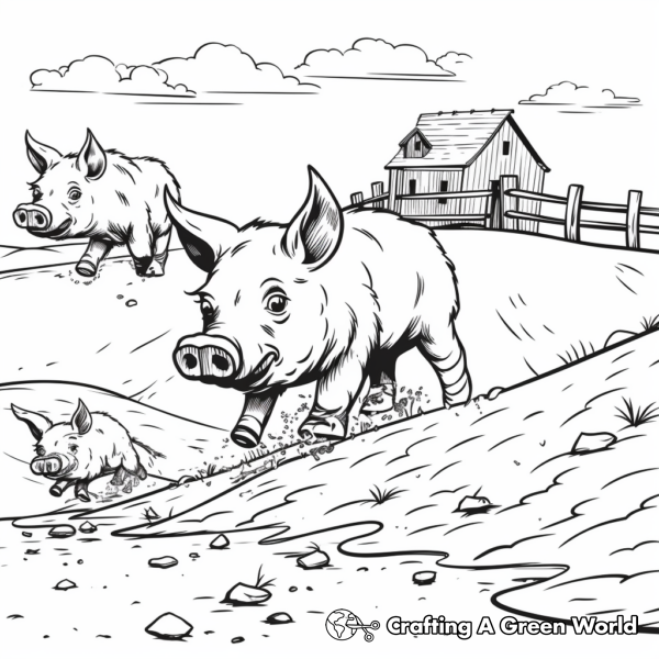 Pig In Mud Coloring Pages - Free & Printable!