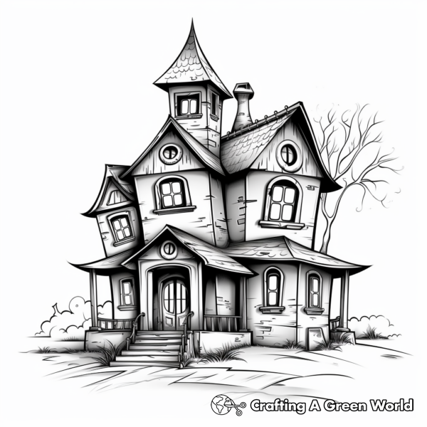Haunted House Coloring Pages - Free & Printable!