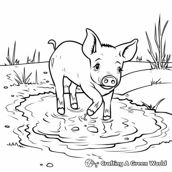Pig In Mud Coloring Pages - Free & Printable!
