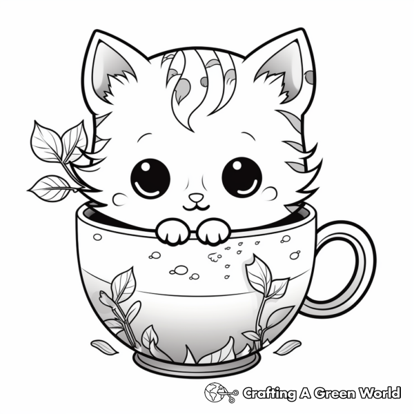 Cat In A Cup Coloring Pages - Free & Printable!