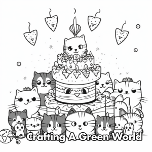 Cat Birthday Coloring Pages - Free & Printable!