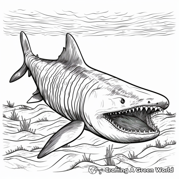 Basking Shark Line Drawing Coloring Pages Print