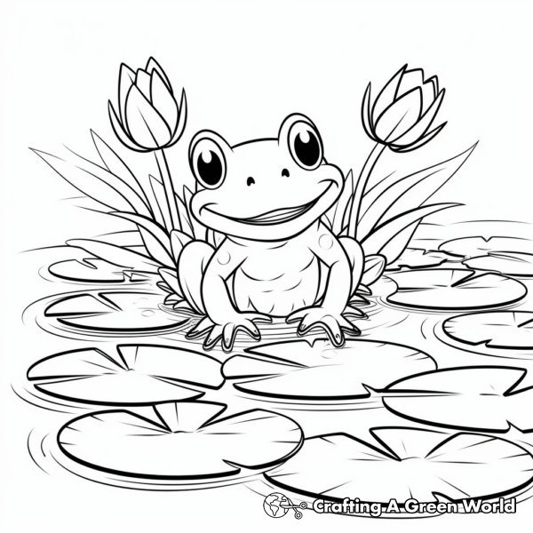 Frog On Lily Pad Coloring Pages - Free & Printable!
