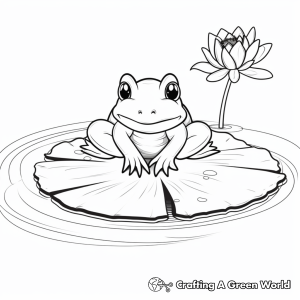 Frog On Lily Pad Coloring Pages - Free & Printable!