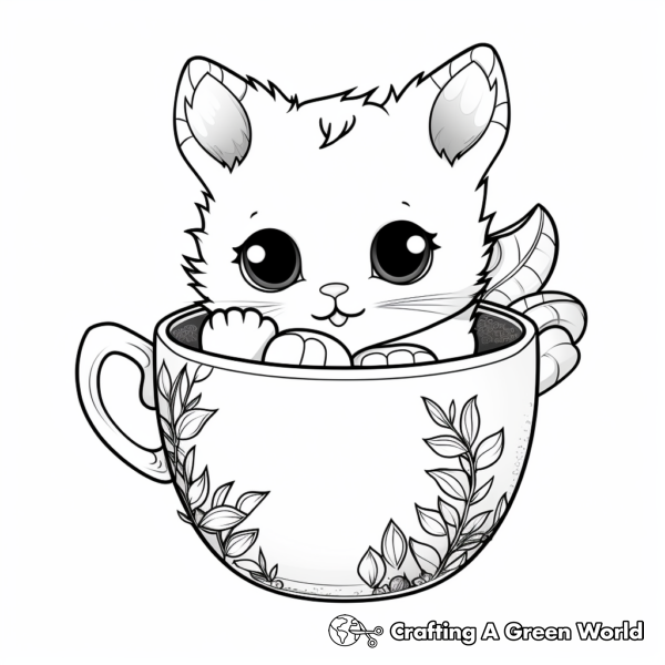 Cat In A Cup Coloring Pages - Free & Printable!