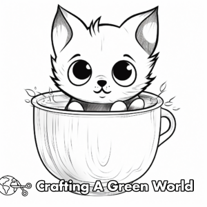 Cat In A Cup Coloring Pages - Free & Printable!