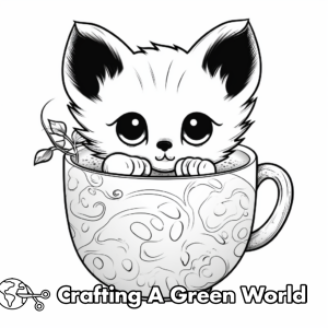 Cat In A Cup Coloring Pages - Free & Printable!