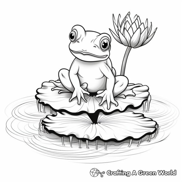 Frog On Lily Pad Coloring Pages - Free & Printable!