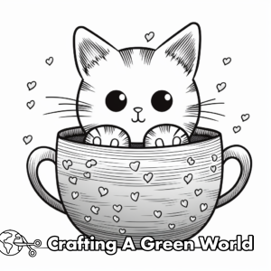 Cat In A Cup Coloring Pages - Free & Printable!