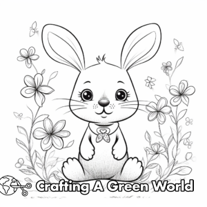 Bunny With Flowers Coloring Pages - Free & Printable!