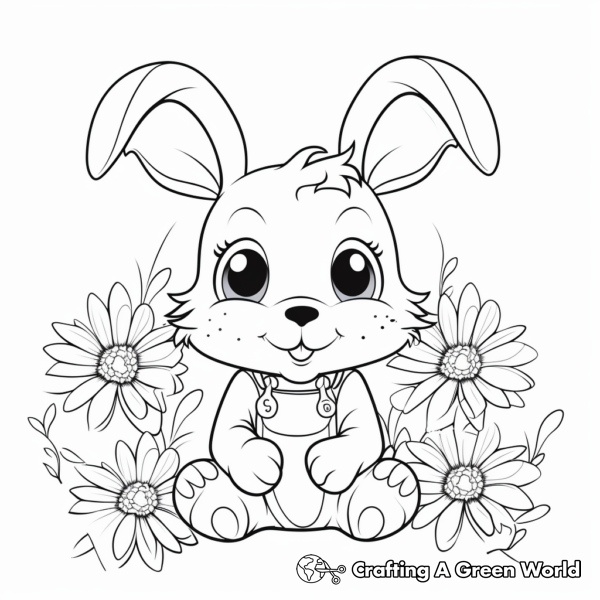Bunny With Flowers Coloring Pages - Free & Printable!