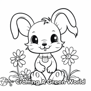 Bunny With Flowers Coloring Pages - Free & Printable!