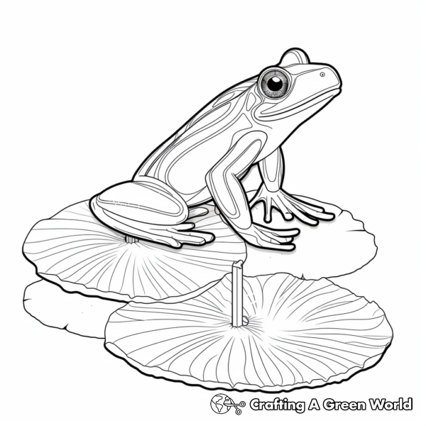 Frog On Lily Pad Coloring Pages - Free & Printable!