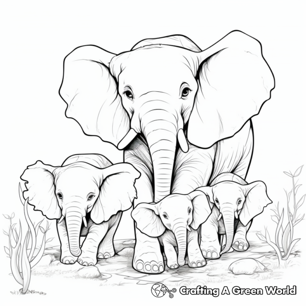 Elephant Family Coloring Pages - Free & Printable!