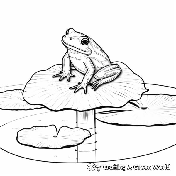 Frog On Lily Pad Coloring Pages - Free & Printable!