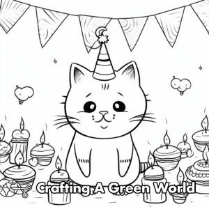 Cat Birthday Coloring Pages - Free & Printable!