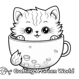Cat In A Cup Coloring Pages - Free & Printable!