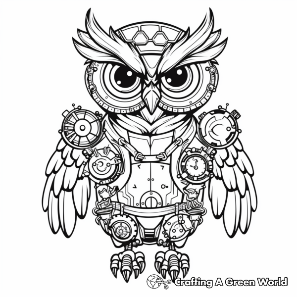 Steampunk Owl Coloring Pages - Free & Printable!
