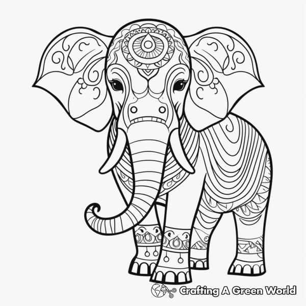 Geometric Elephant Coloring Pages - Free & Printable!