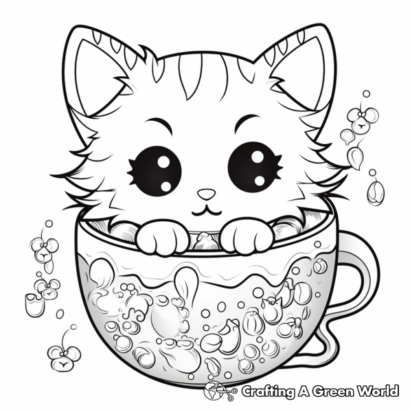 Cat In A Cup Coloring Pages - Free & Printable!
