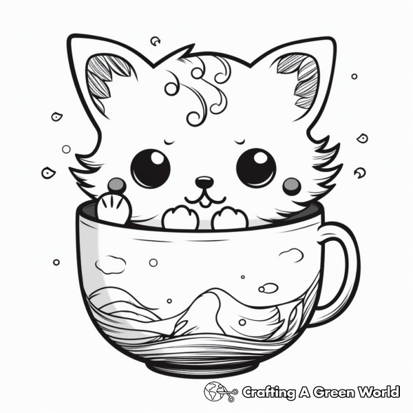 Cat In A Cup Coloring Pages - Free & Printable!