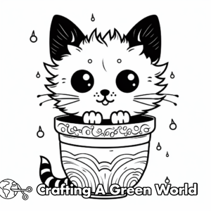 Cat In A Cup Coloring Pages - Free & Printable!