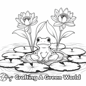 Frog On Lily Pad Coloring Pages - Free & Printable!