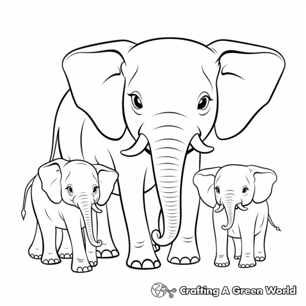 Elephant Family Coloring Pages - Free & Printable!
