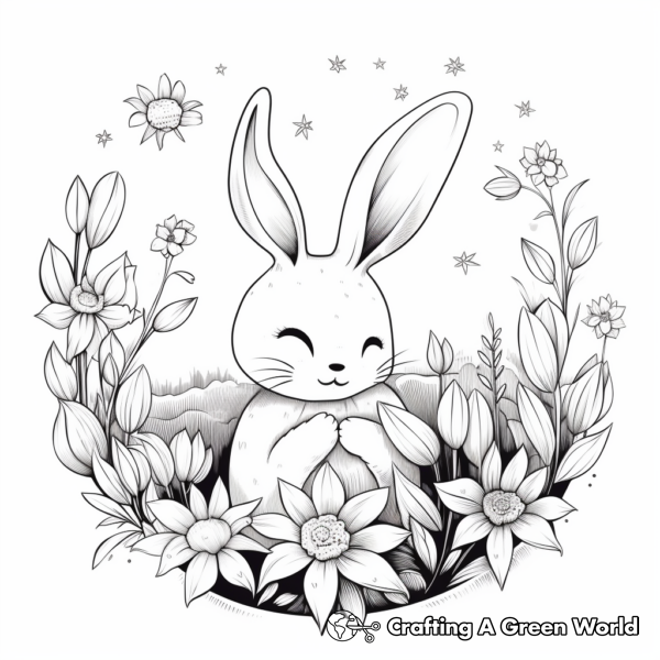 Bunny With Flowers Coloring Pages - Free & Printable!